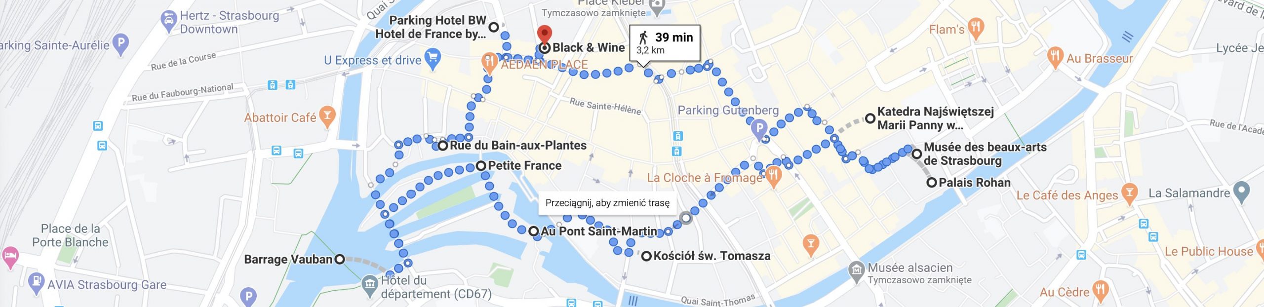 Mapa zwiedzania Strasburga | Samochodem po Europie